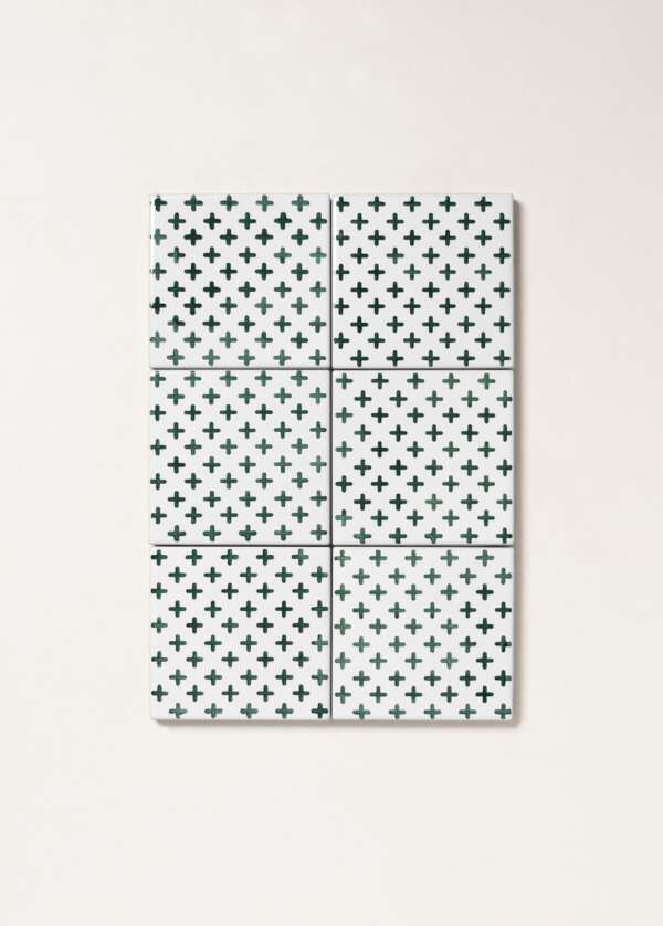 Green patterned terracotta tiles - By Made a Mano.