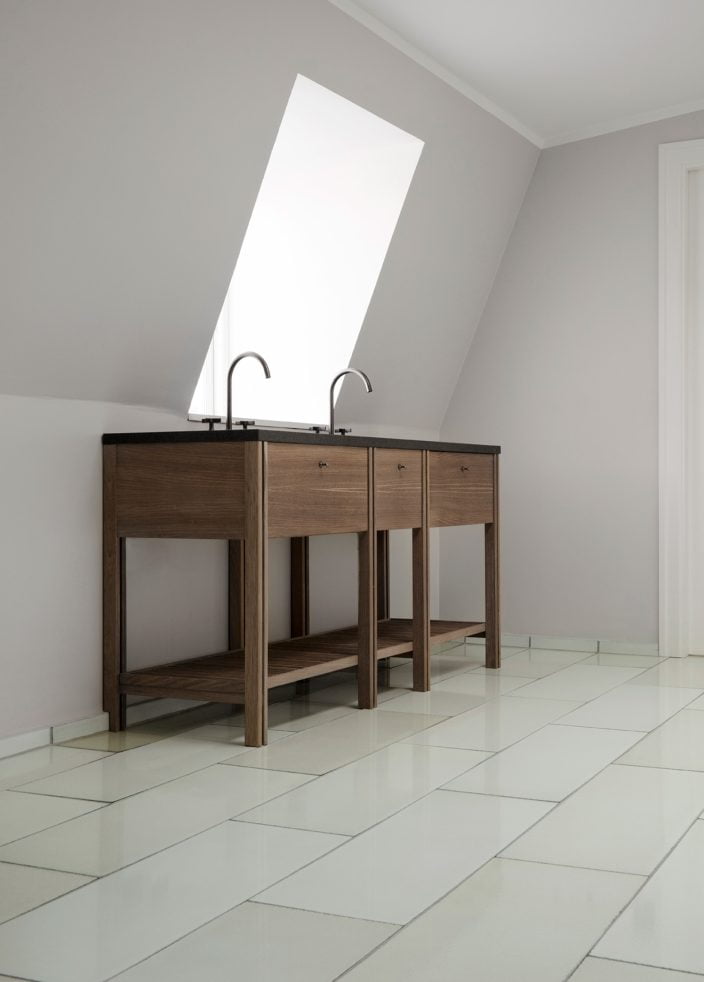 Cream mother of pearl lava stone bathroom - Made a Mano